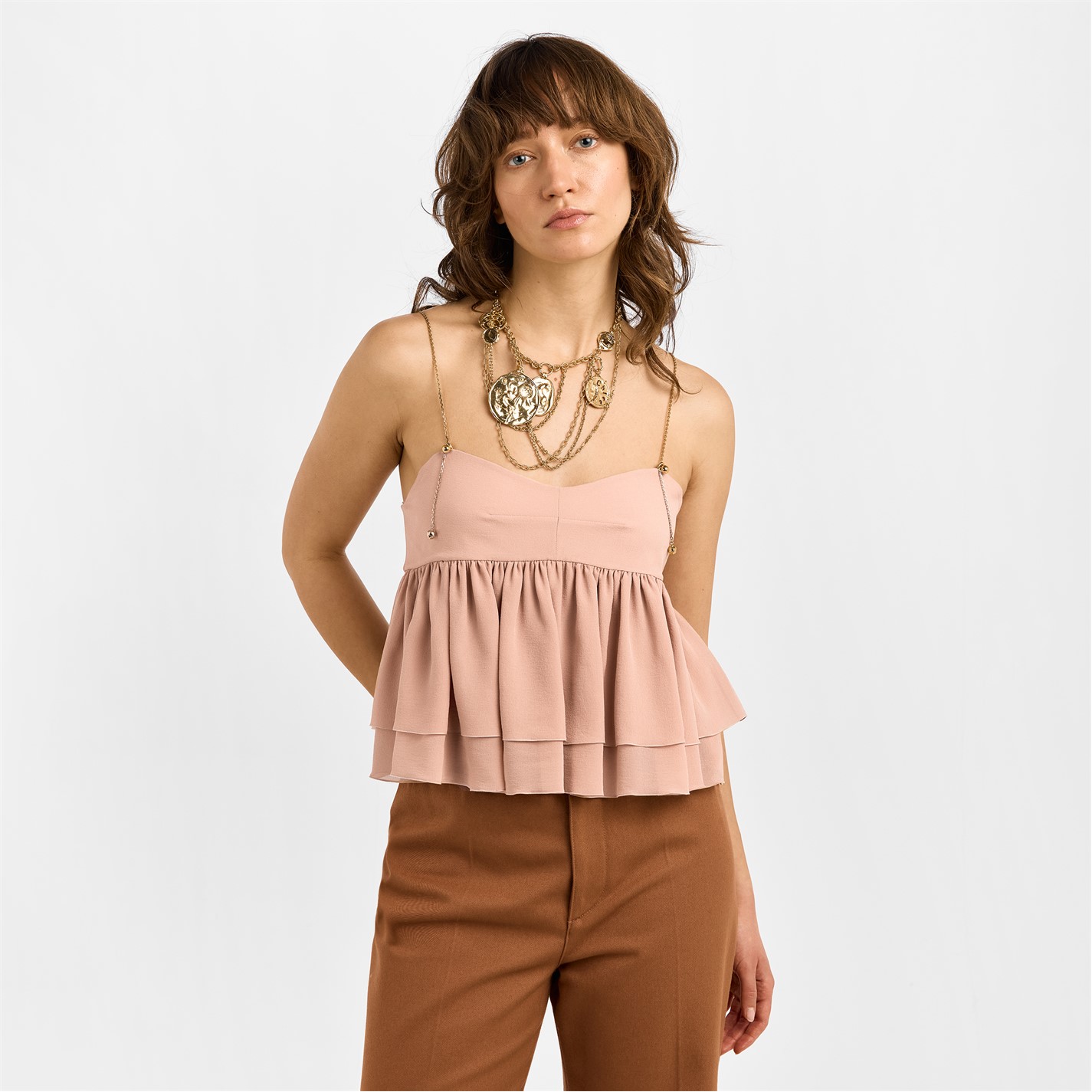 CHLOE | Women's Ruffle Cami Top | Women | Biscuit Pink | Flannels