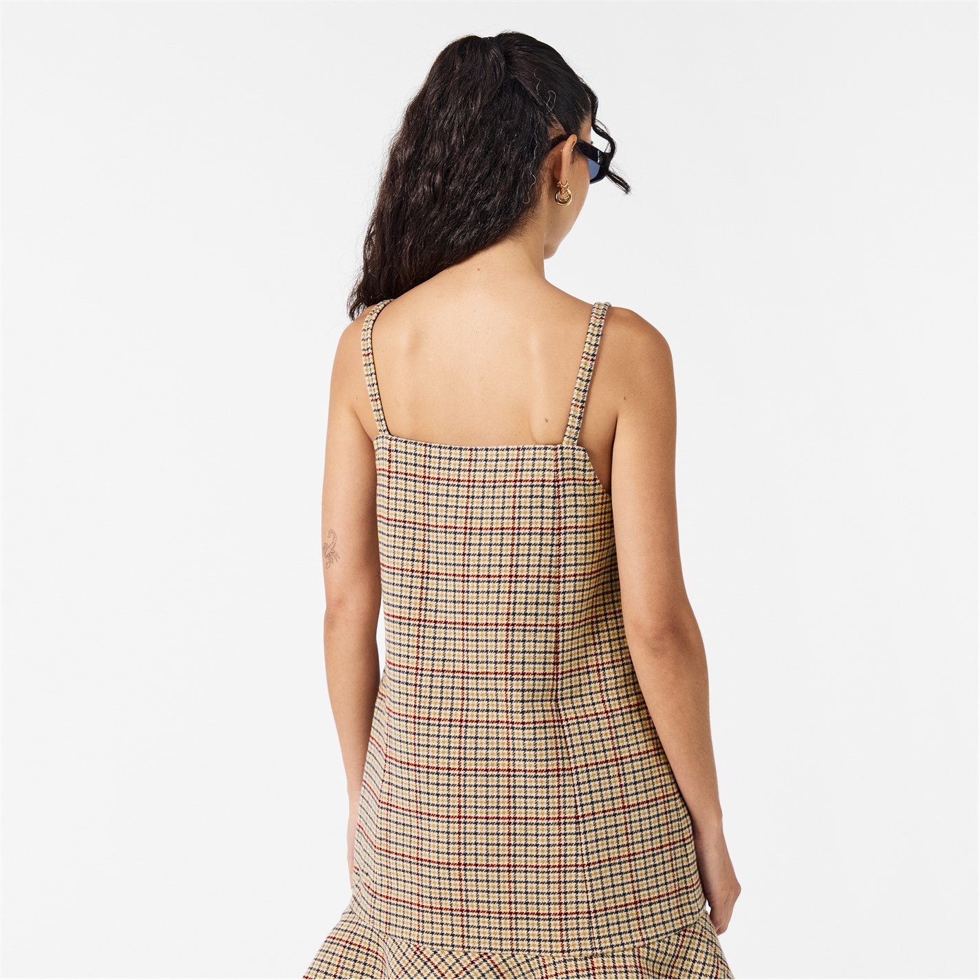 GANNI | Women's Check Mini Pinafore Dress | Women | Tigers Eye | Flannels