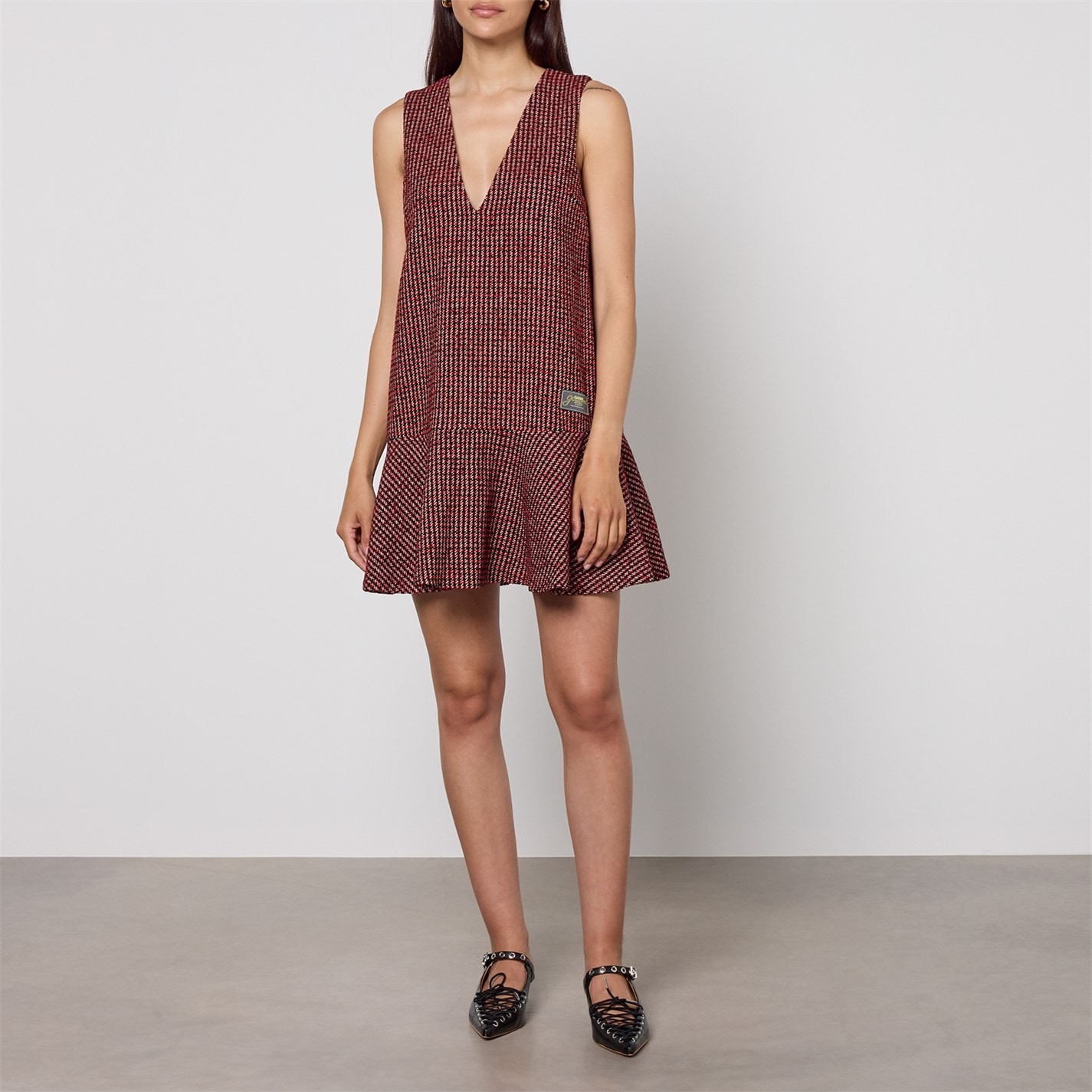 GANNI | Women's Check Mini Dress | Women | Racing Red | Flannels