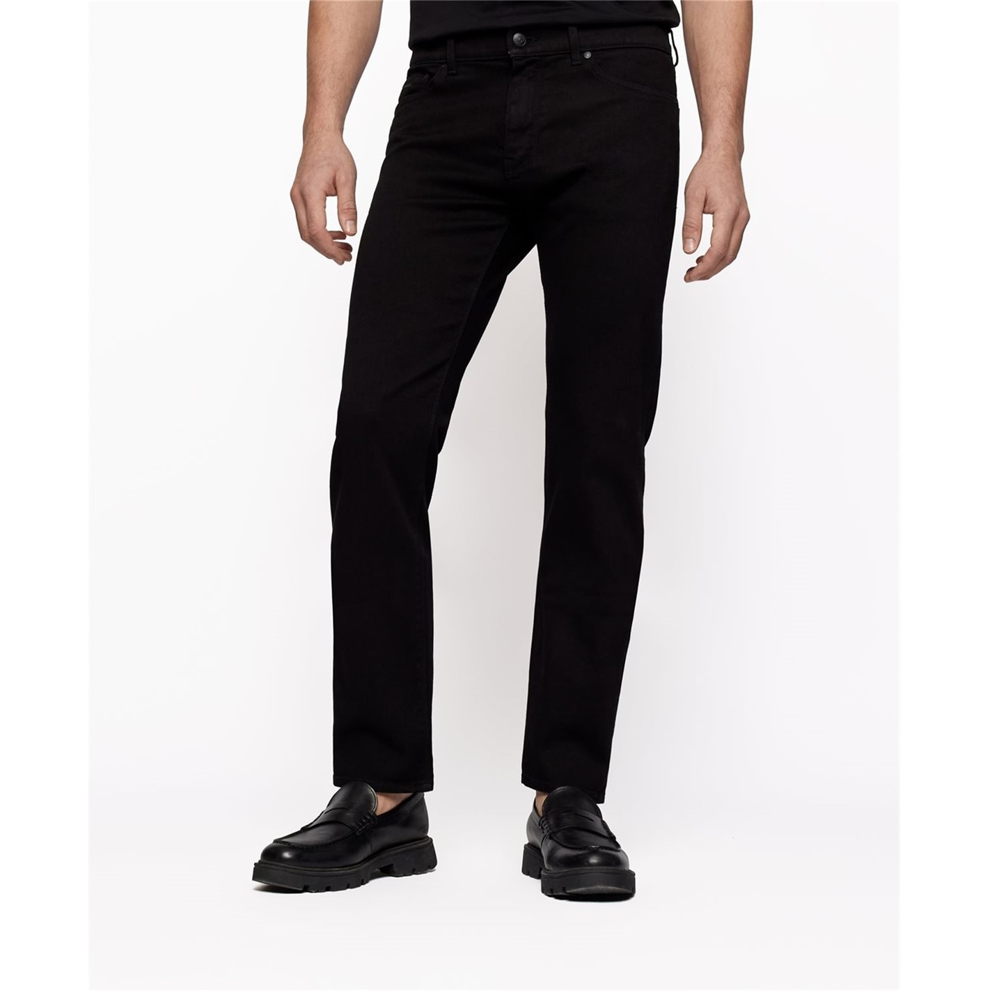 Boss | Men's Maine Regular Mid Rise Straight Leg Jeans | Men | Black ...