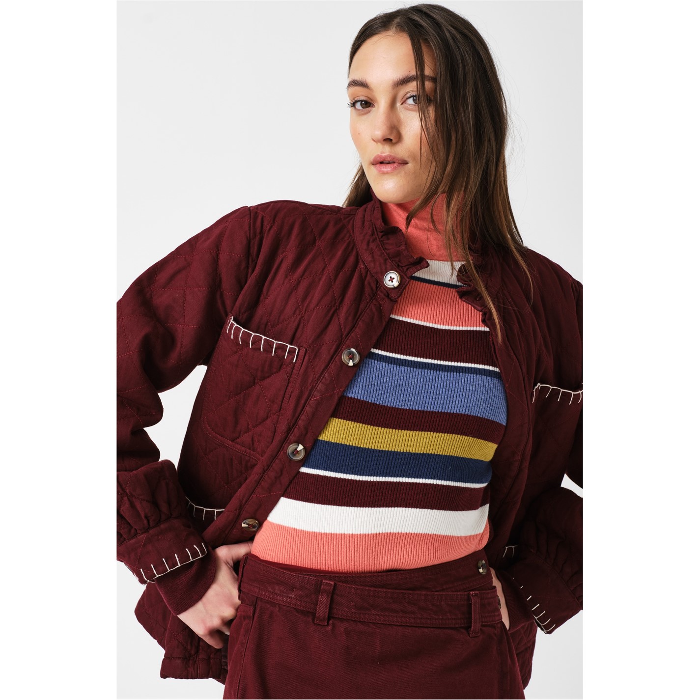 SEVENTY MOCHI | Women's Pablo Quilted Jacket | Women | Mulberry | Flannels