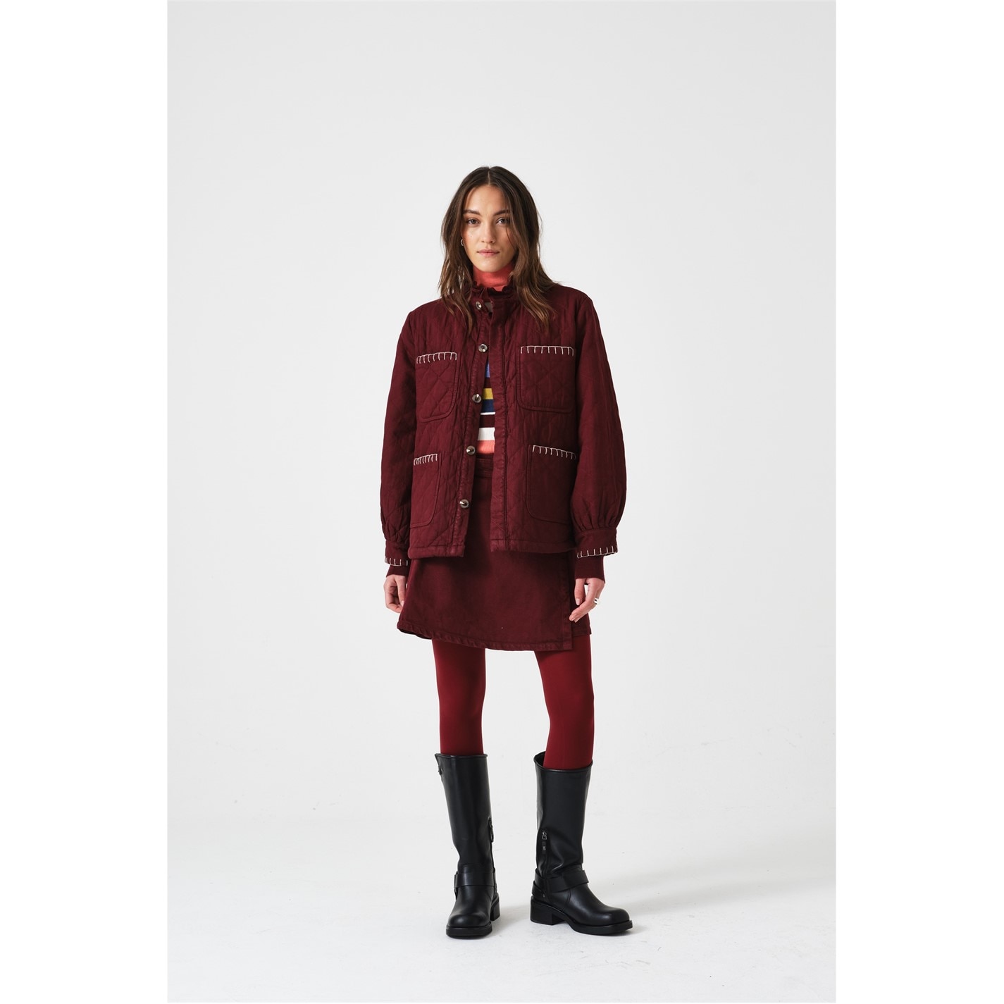 SEVENTY MOCHI | Women's Pablo Quilted Jacket | Women | Mulberry | Flannels