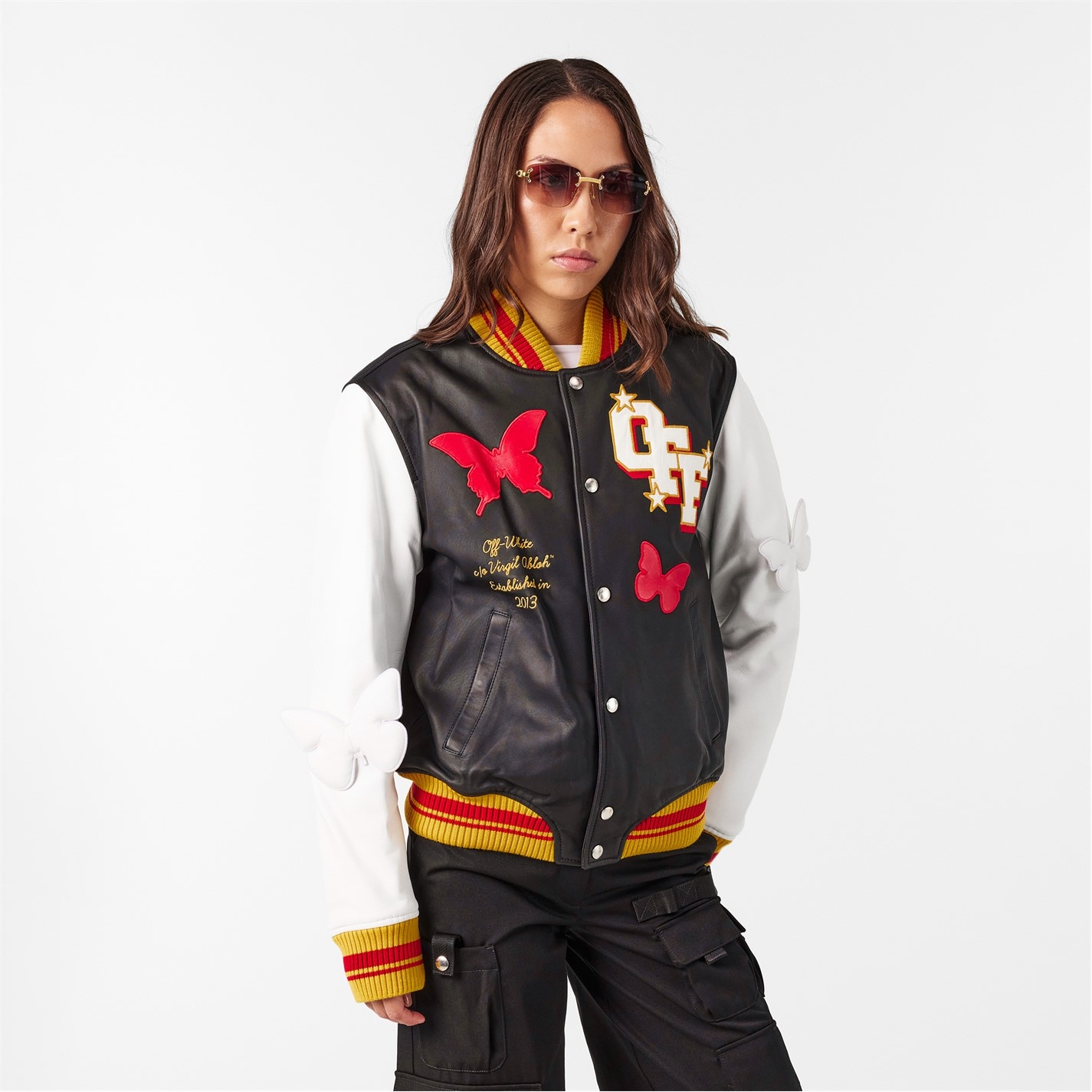OFF WHITE | Off Leather Jacket Ld99 | Women | Black/White | Flannels