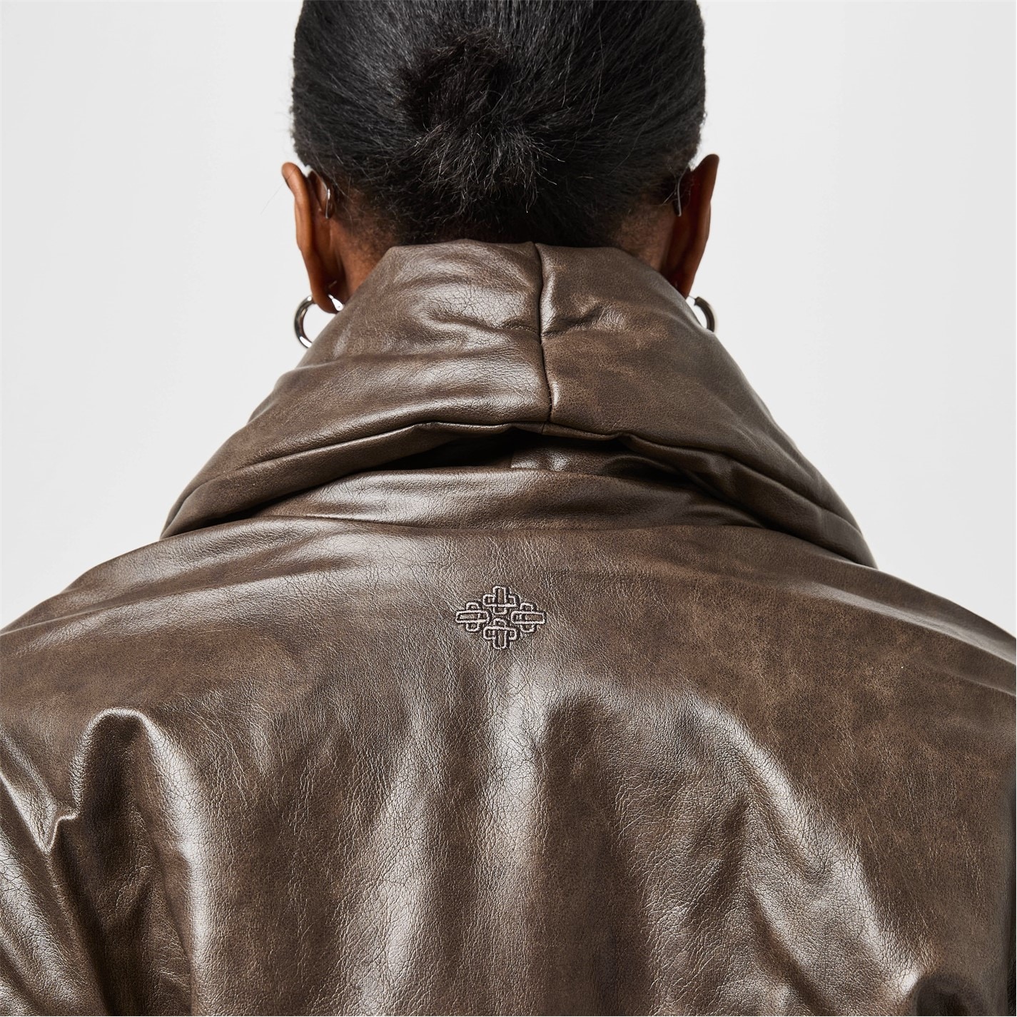 THE COUTURE CLUB | Women's Oversized Faux Leather Long Sleeve Bomber ...
