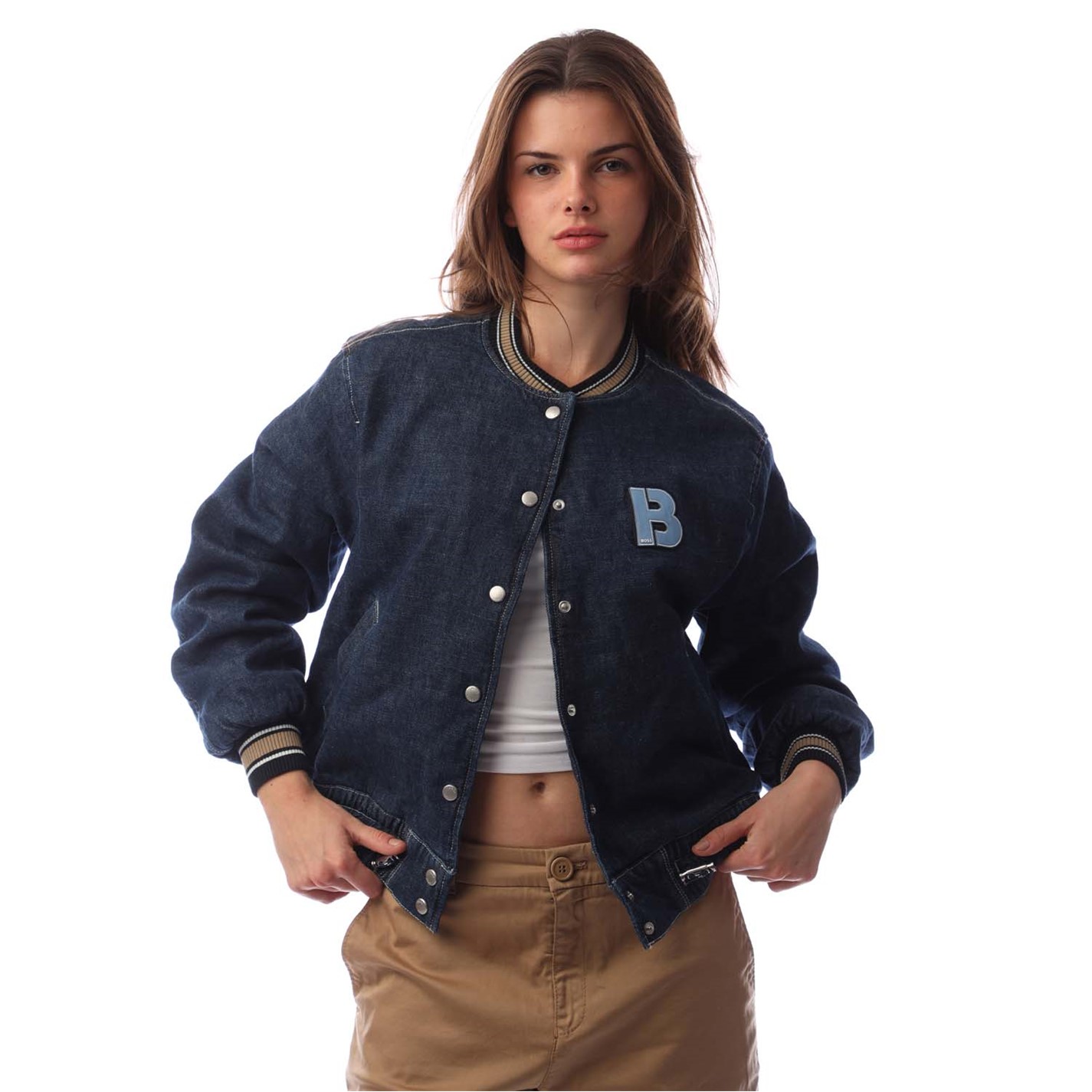 Boss | Boss Denim Jacket 9.0 10247225 01 | Women | Medium Blue | Flannels