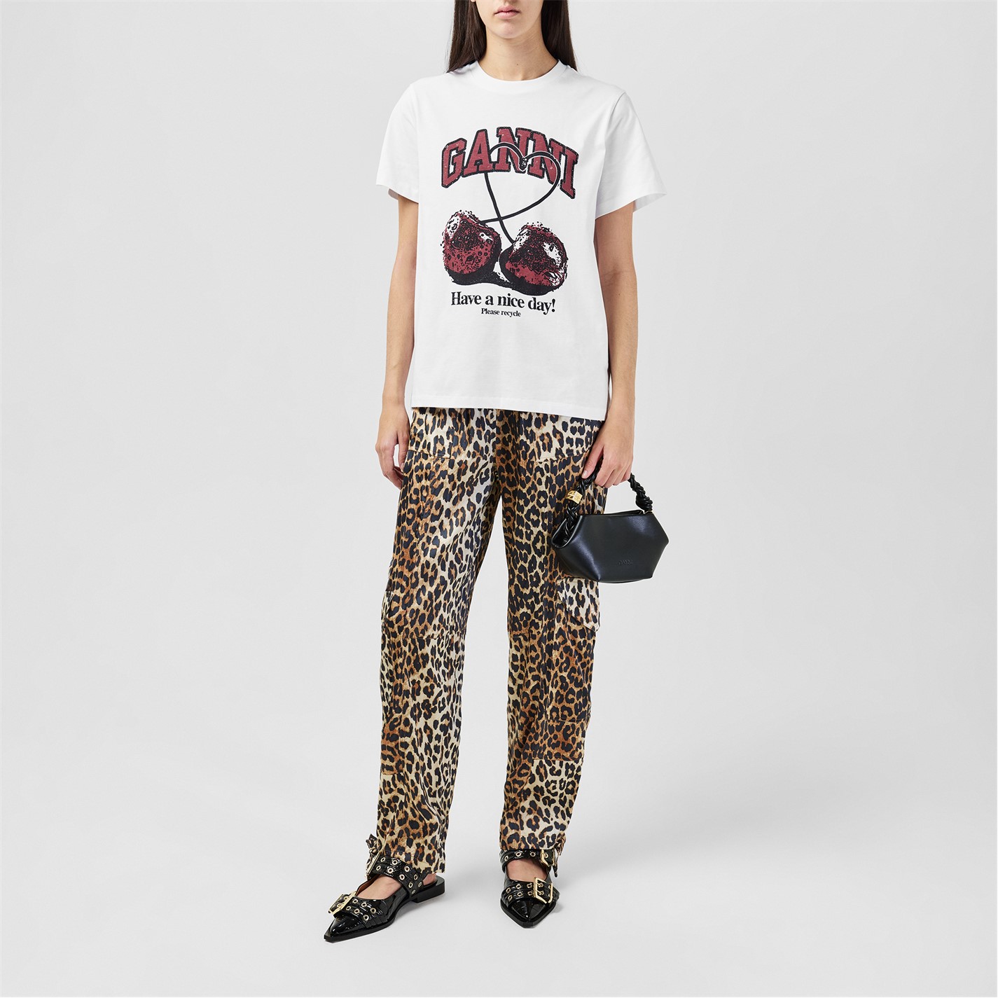 GANNI | Women's Satin Relaxed Fit Cargo Trousers | Women | Leopard ...