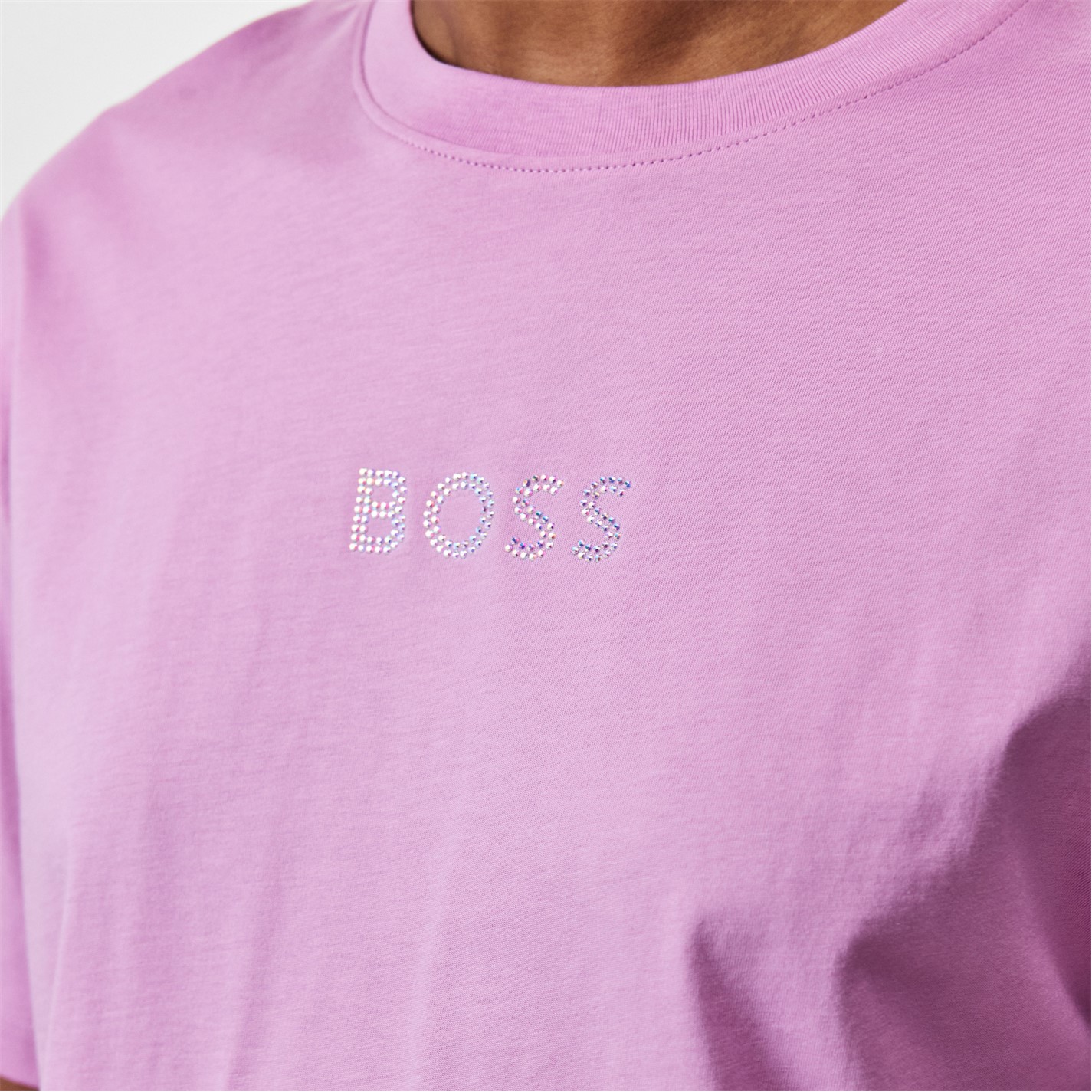 Boss | Women's Shiny Logo T-Shirt with Centre Logo | Women | Light Pink ...
