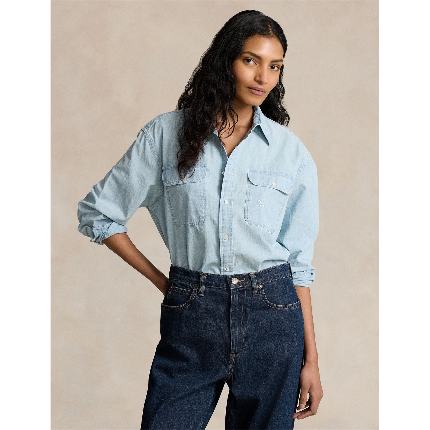 POLO RALPH LAUREN | Embroidered Rl-67 Shirt | Women | Chambray | Flannels