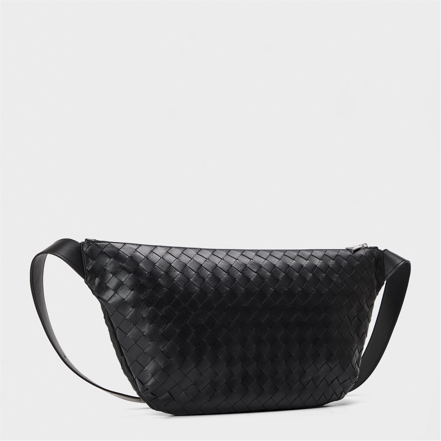 BOTTEGA VENETA | Men's BV Round Sling Bag | Unisex | Black/Silver ...