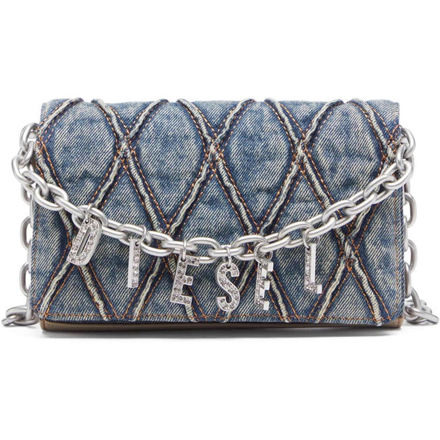 Diesel | Diesel Quilted Denim Wallet On Chain | Women | Denim | Flannels