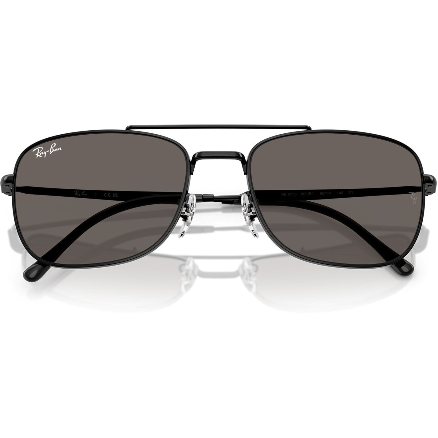 Ray-Ban | Rectangle Sunglasses | Unisex | Black/Grey | Flannels