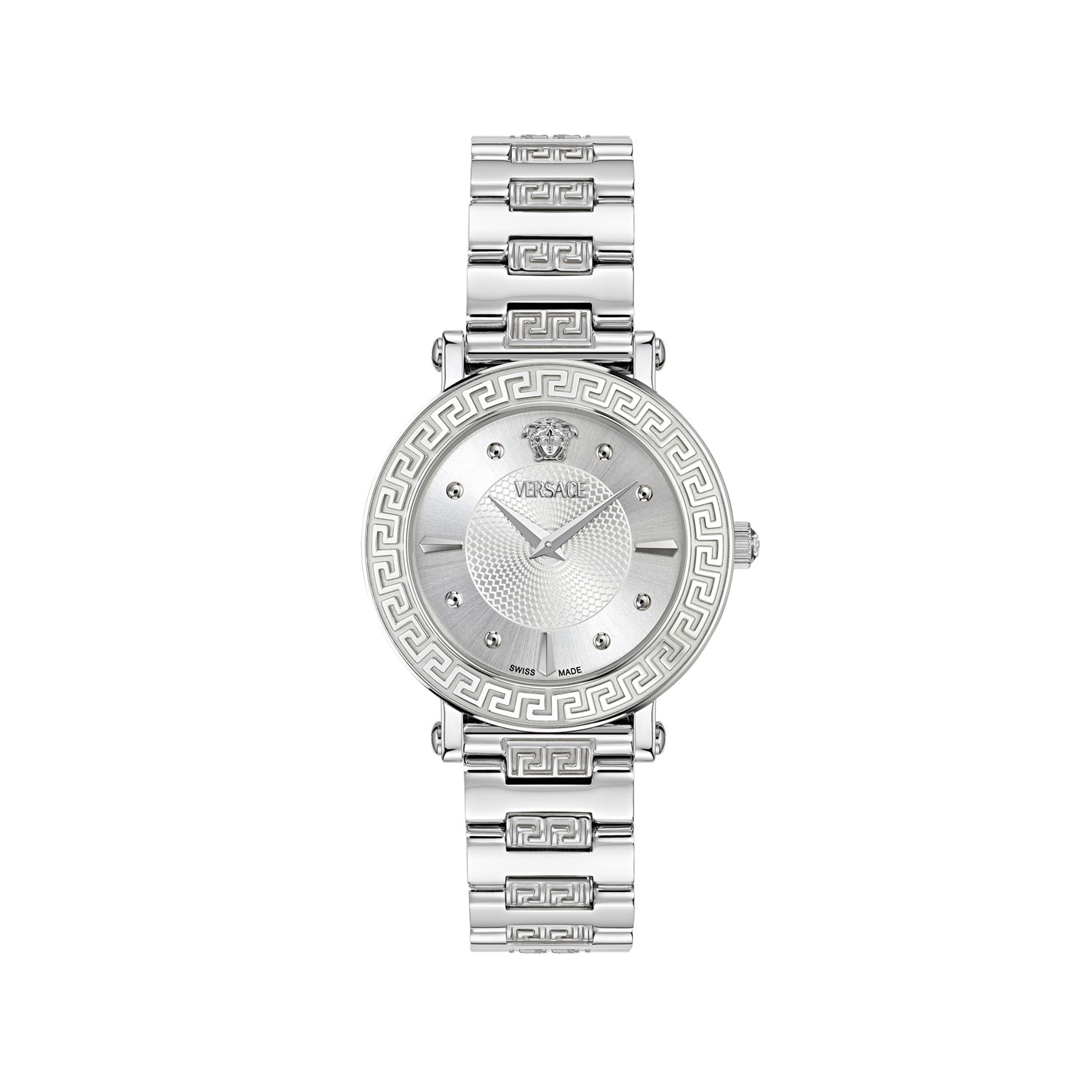 VERSACE | Greca Sphere Quartz Analogue Watch | Unisex | Silver | Flannels
