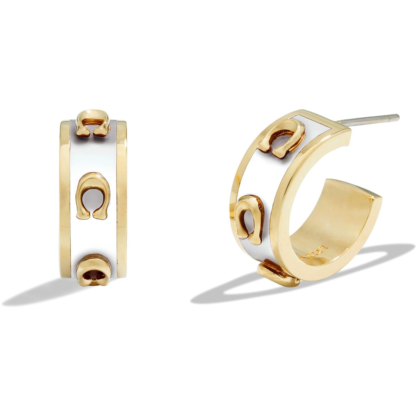 Coach | COACH SIGNATURE ENAMEL HOOP EARRINGS | Women | Gold | Flannels