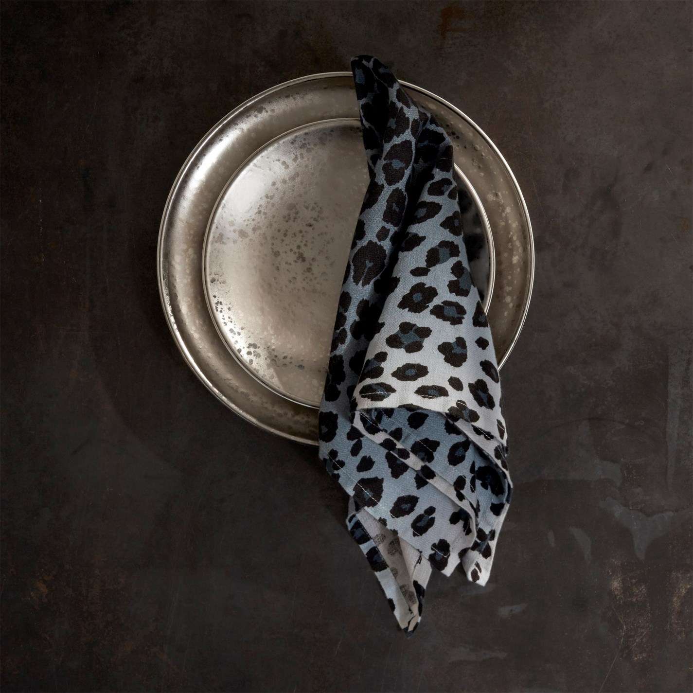 LObjet | Leopard Print Napkins | Unisex | Blue | Flannels