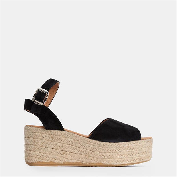 Barbour | Aspen Espadrille Wedges | Women | Black Suede | Flannels