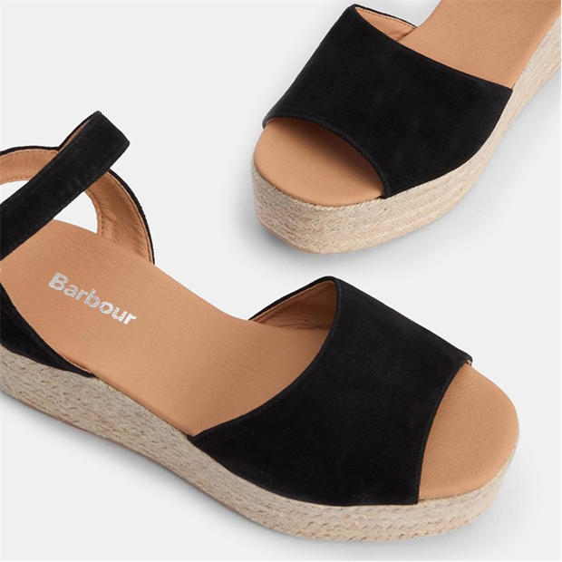 Barbour | Aspen Espadrille Wedges | Women | Black Suede | Flannels